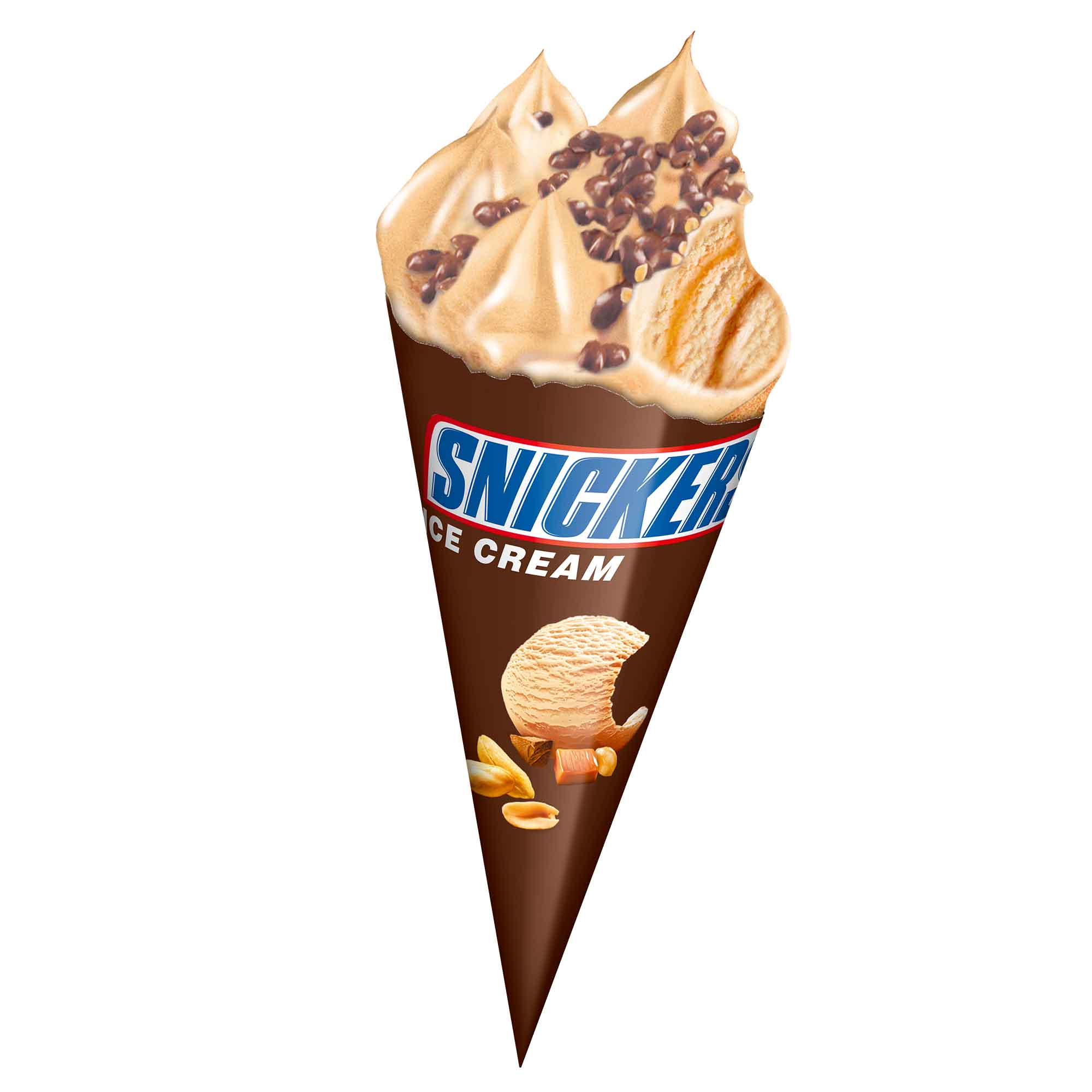 Cornet de inghetata cu caramel, ciocolata si arahide 110ml - Bocado