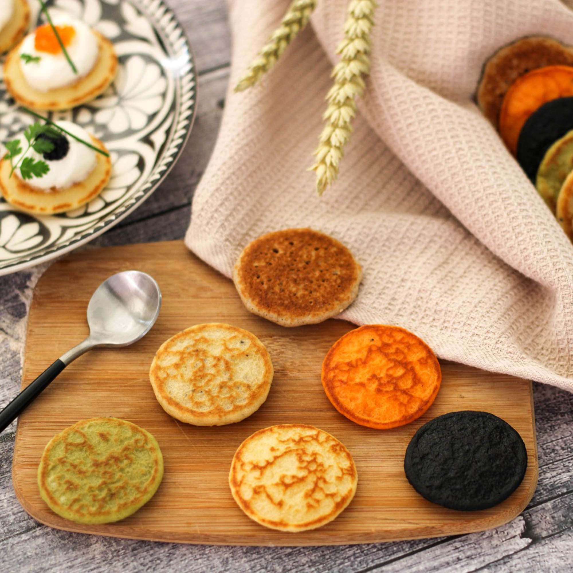 Mini clatite baza aperitiv (blini) mix 4 sortimente, Ø45mm 5g - Bocado