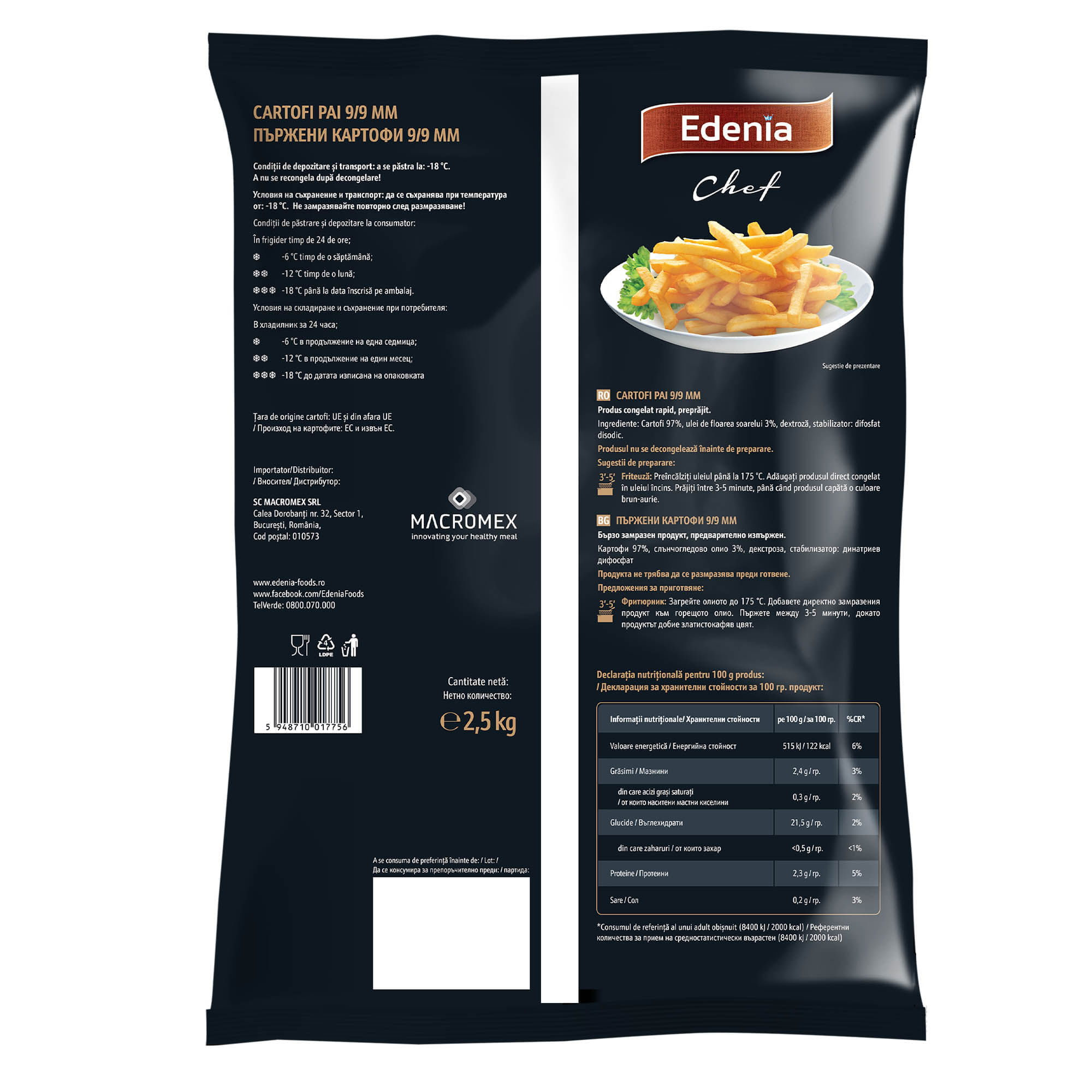 Cartofi pai 9/9mm 2.5kg - Bocado