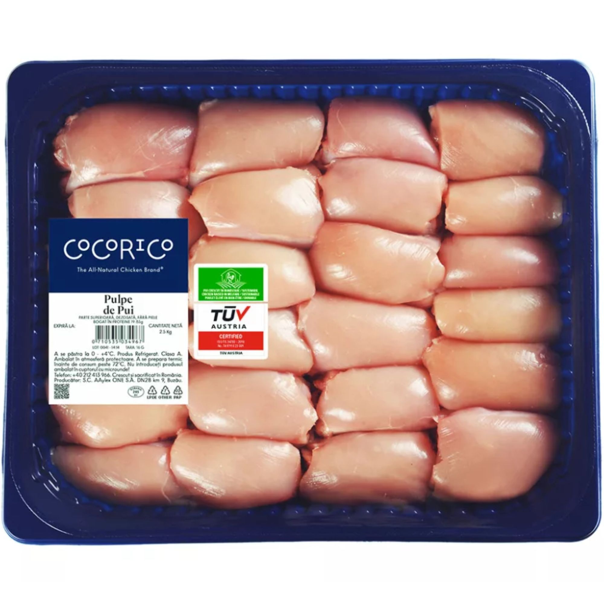 Pulpe de pui superioare, dezosate, fara piele, calibrat 4.5kg - Bocado