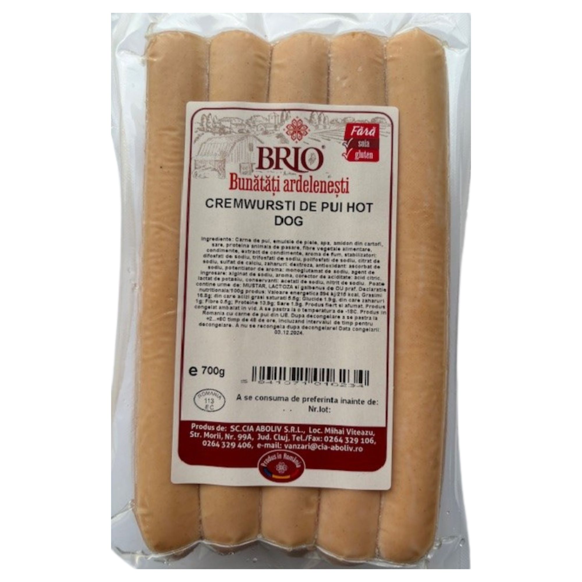 Crenvursti Hot Dog, de pui 700g - Bocado