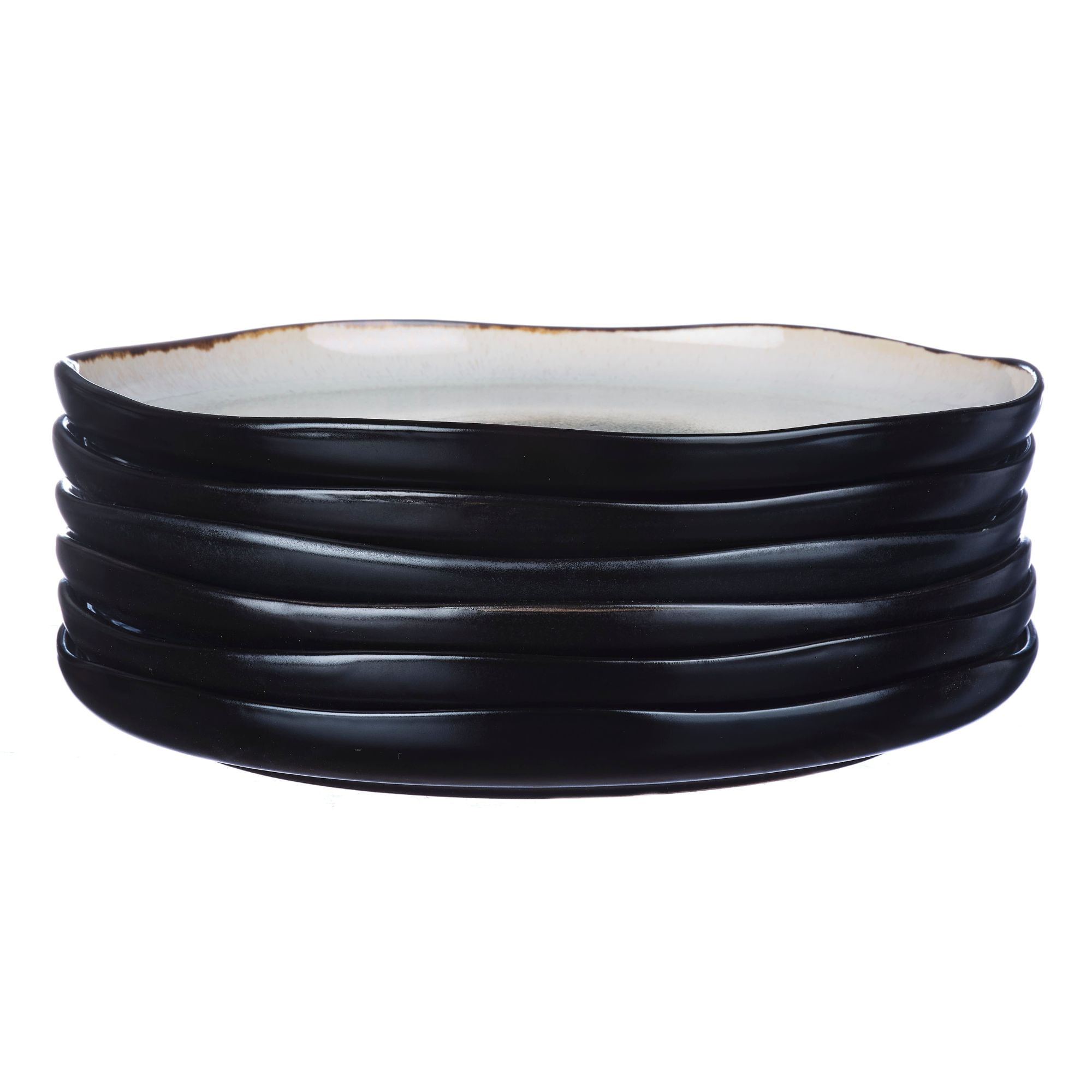 Farfurie intinsa ceramica glazurata Iris, alb, 21cm, set*6 buc - Bocado