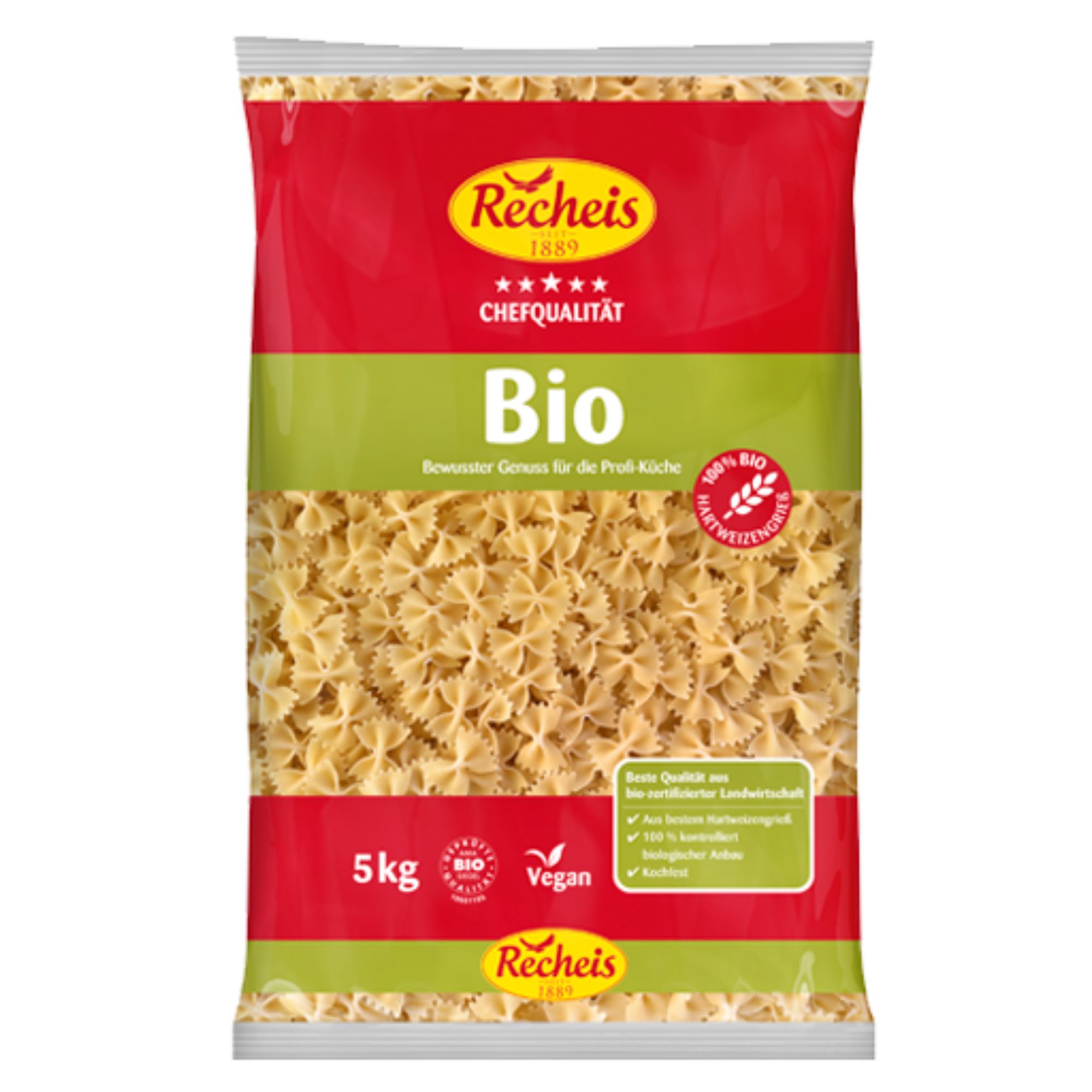 Paste Farfalle din grau dur, bio 5kg - Bocado