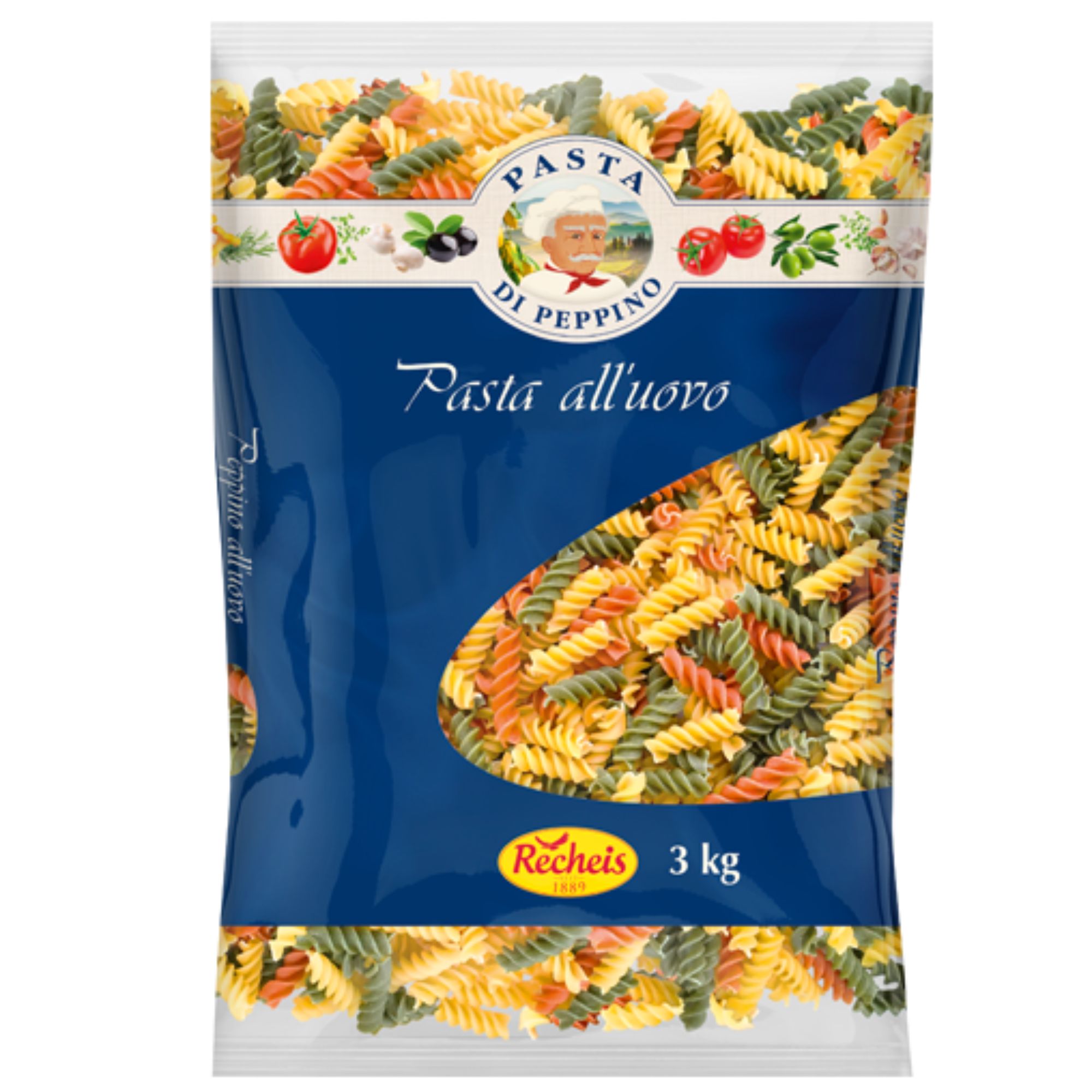 Paste Fusilli tricolore din grau dur, 3kg - Bocado