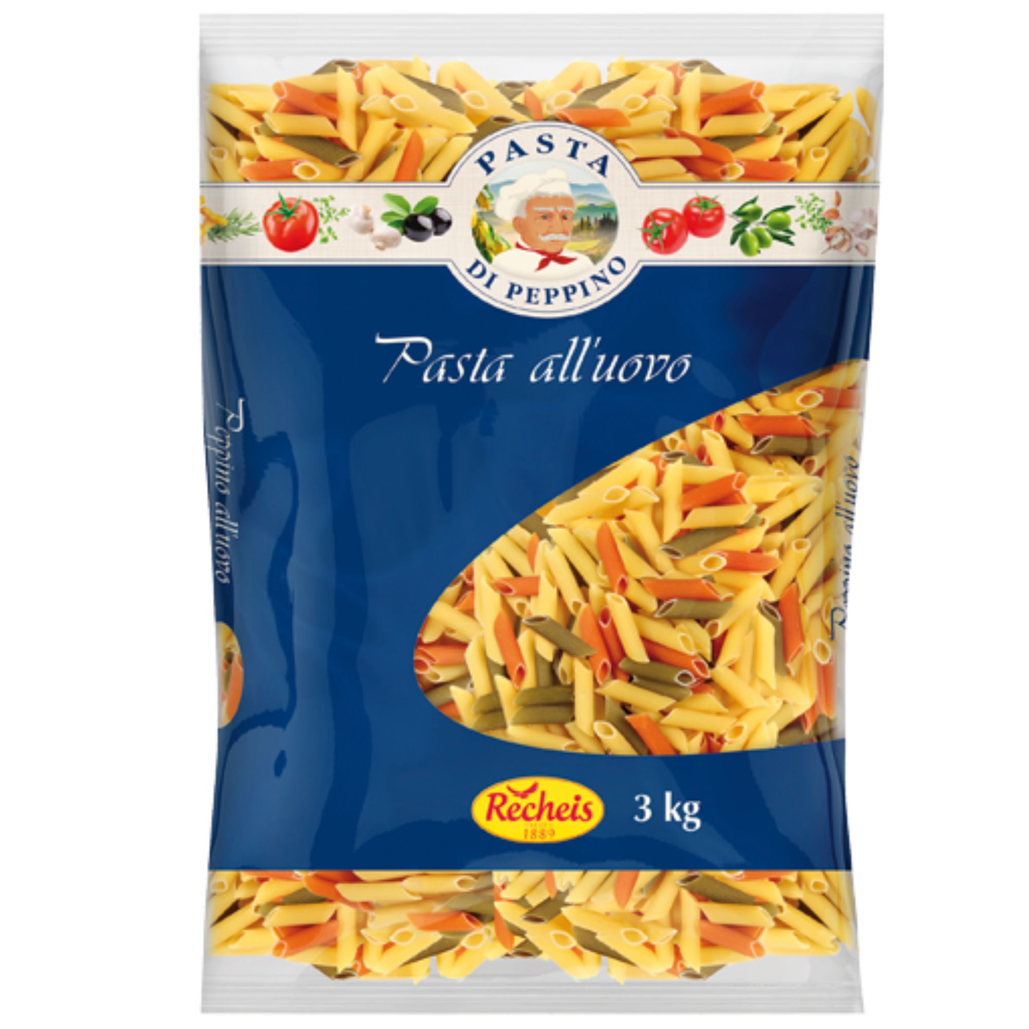 Paste Penne tricolore din grau dur, 3kg - Bocado