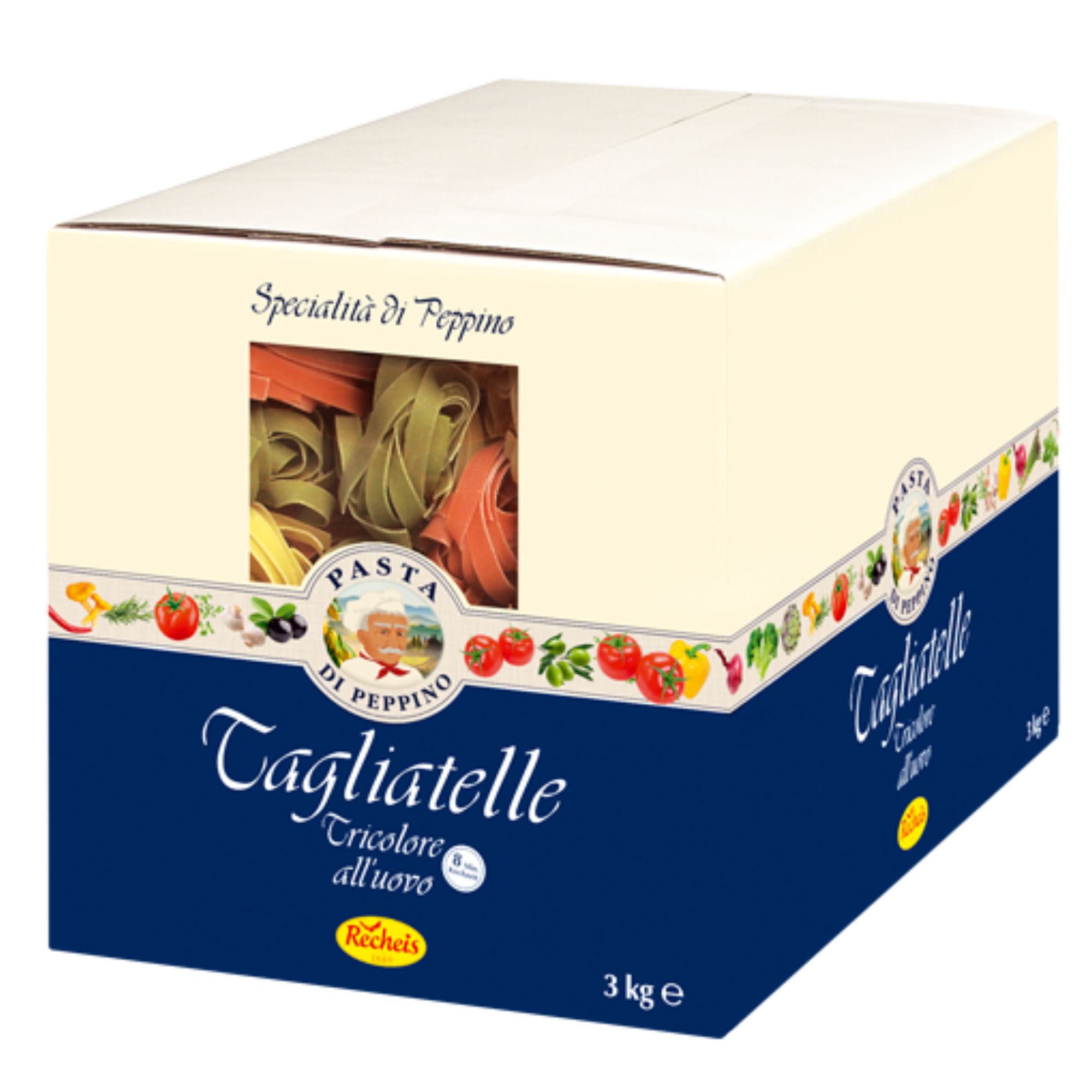 Paste Tagliatelle tricolore din grau dur 3kg - Bocado