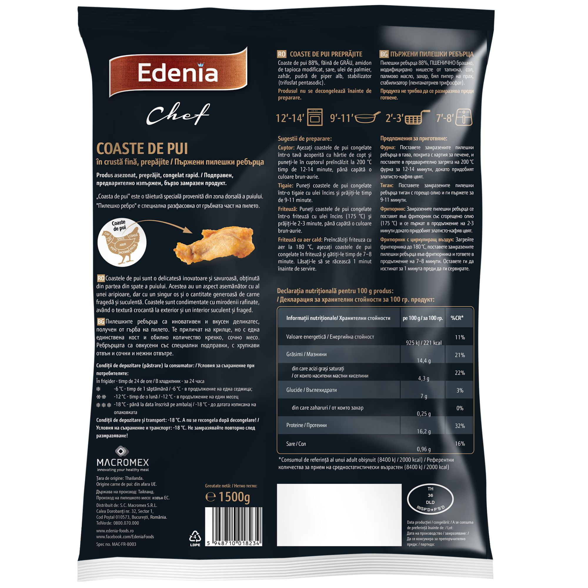 Coaste de pui in crusta fina, preprajite 1.5kg - Bocado