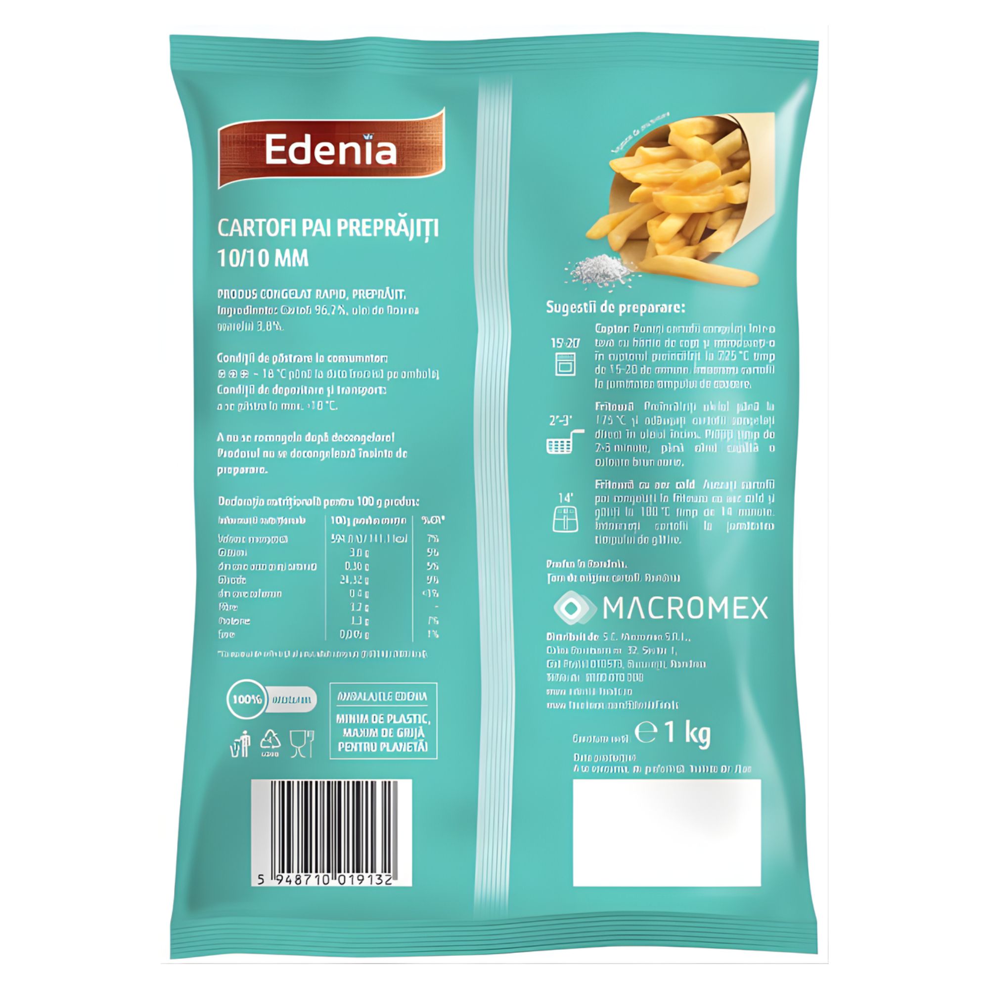 Cartofi pai din Romania 10/10mm 1kg - Bocado